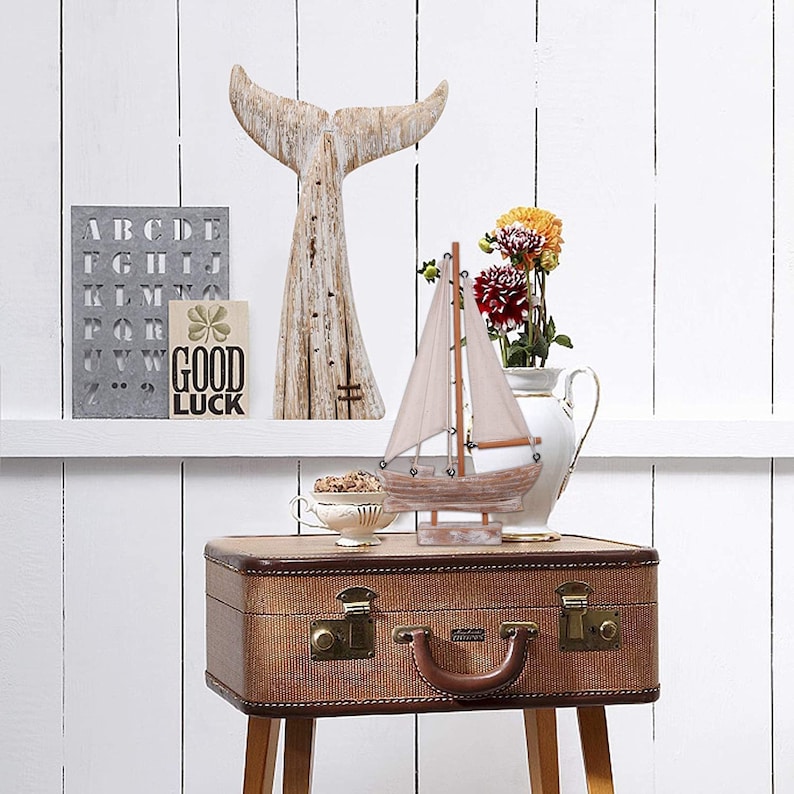 Wooden Sailboat Decoration Small Model Wood Sailing Boat Decor - Etsy