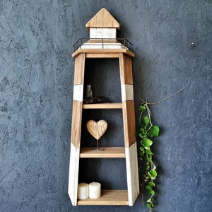 Nautical Wood Lighthouse Shelf Decor Wooden Nautical Shelves Nautical ...