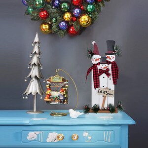 Snowman Table Top Decoration Wood Xmas Sign, Decorative Snowman With ...