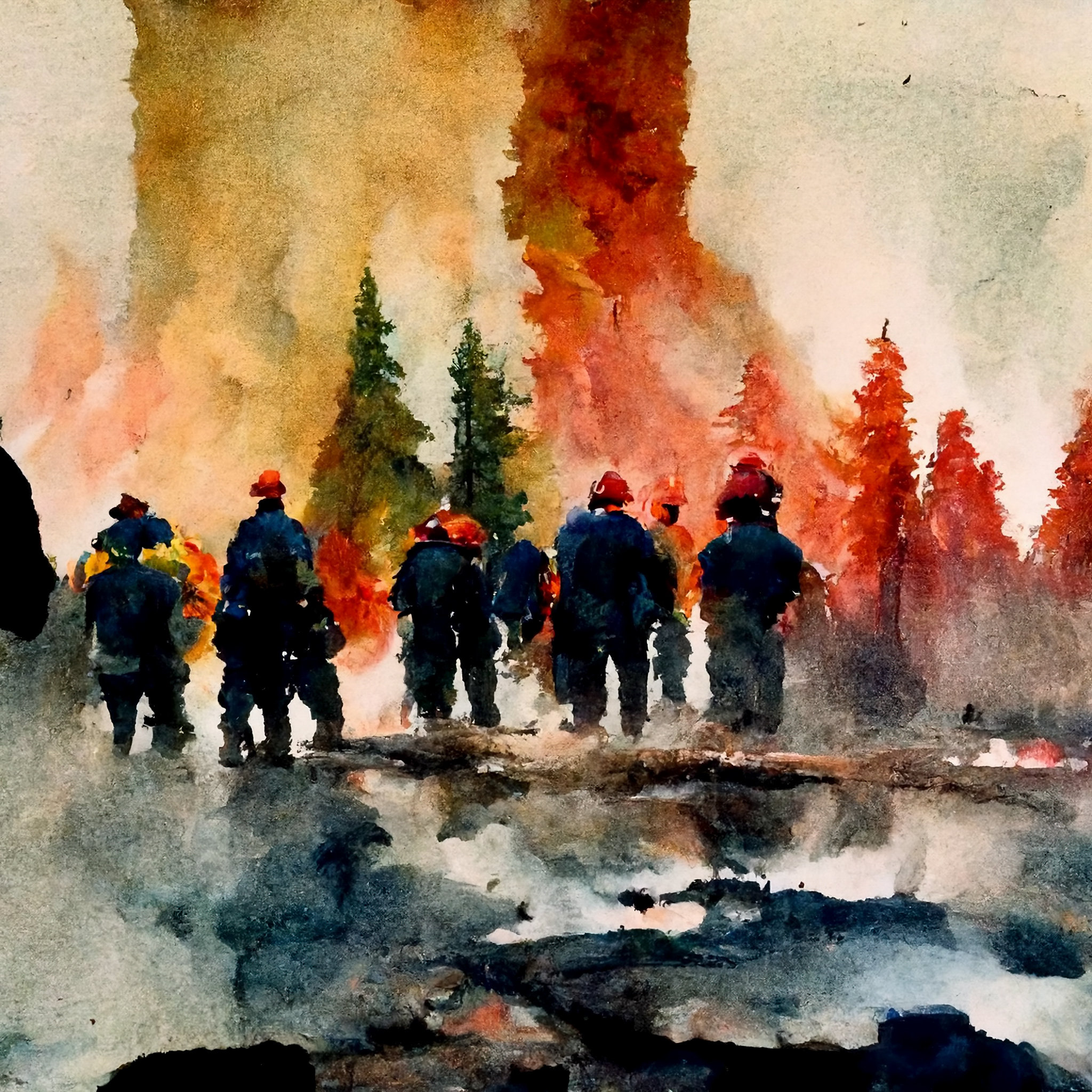 Forest Fire Painting