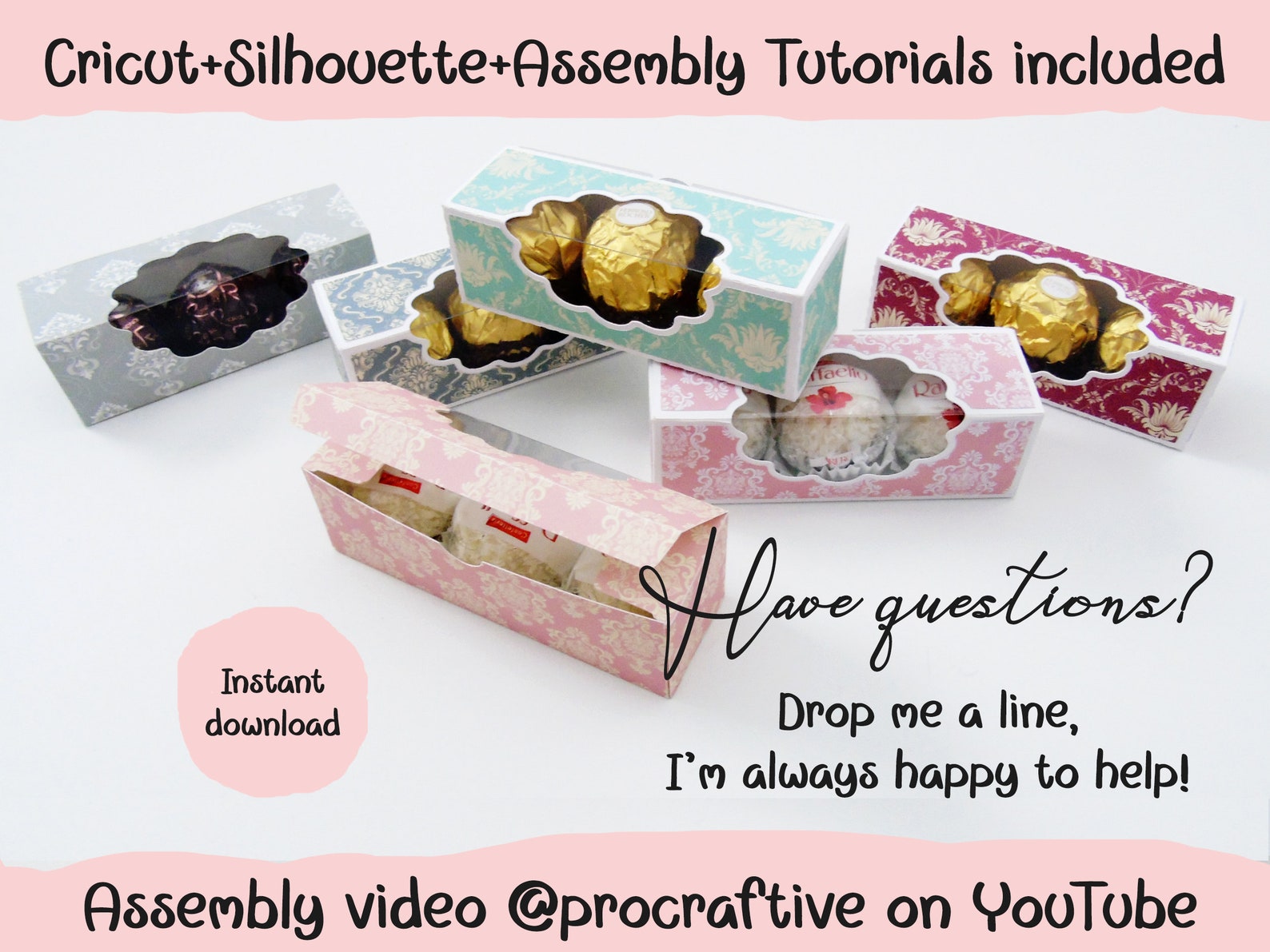 Gift Box for 3 Chocolates, or Other Small Gifts, SVG Instant Download ...