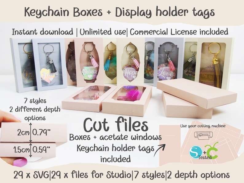Keychain Boxes and Holders 7 Styles 2 Depth Options Cricut - Etsy