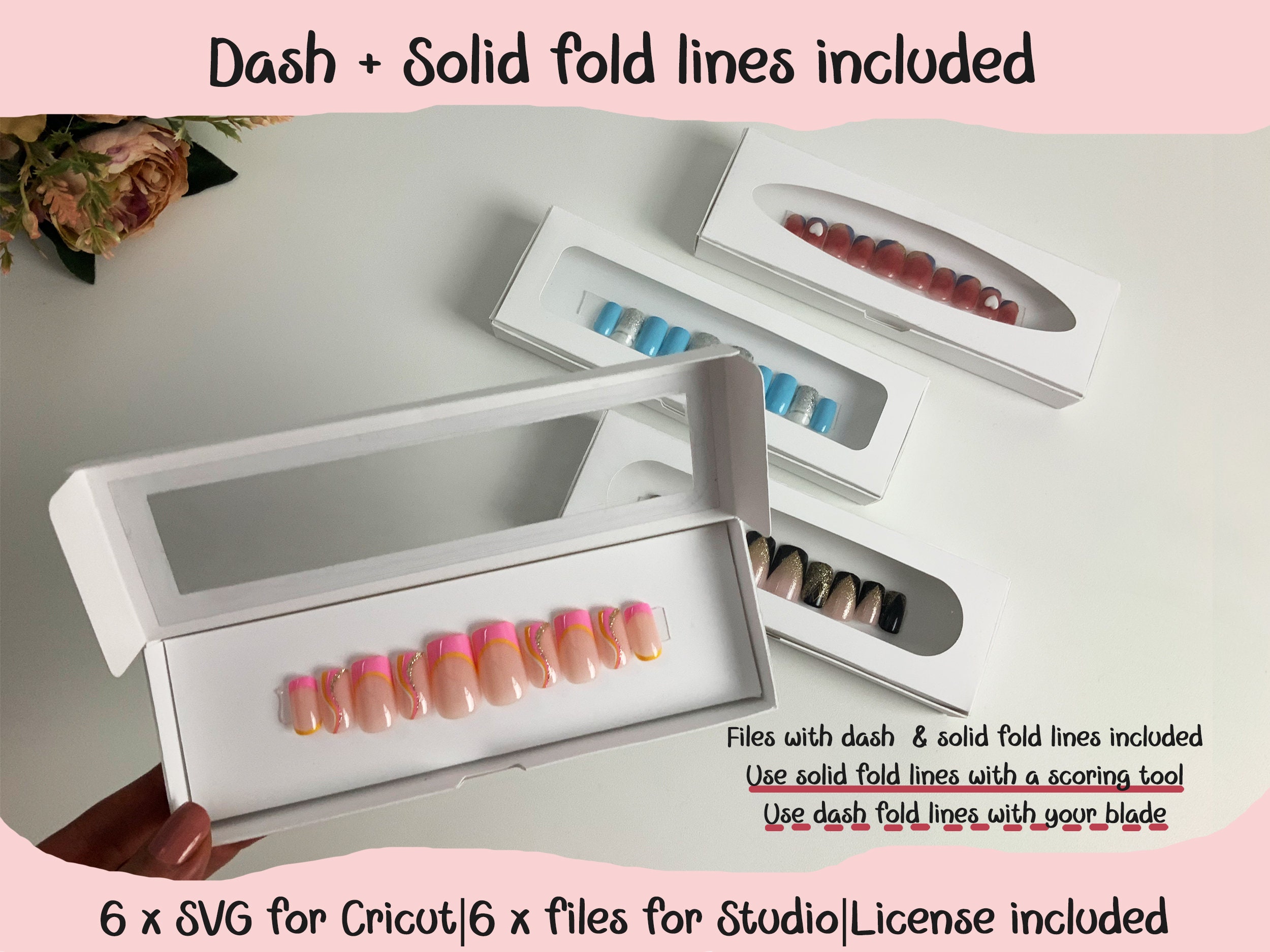 Boxes for Press on Nail Sets. Packaging for Nail Art. SVG Files for ...