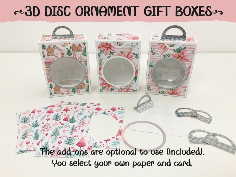 Christmas 3D Disc Ornament Box Templates for 6cm/2.36in Wide Ornaments ...