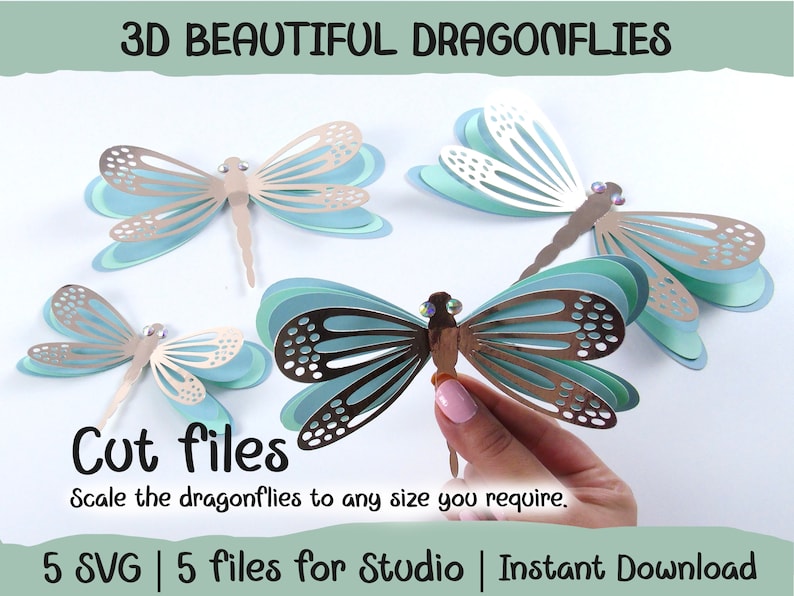3D Layered Dragonflies Layered Dragonflies SVG Cricut - Etsy