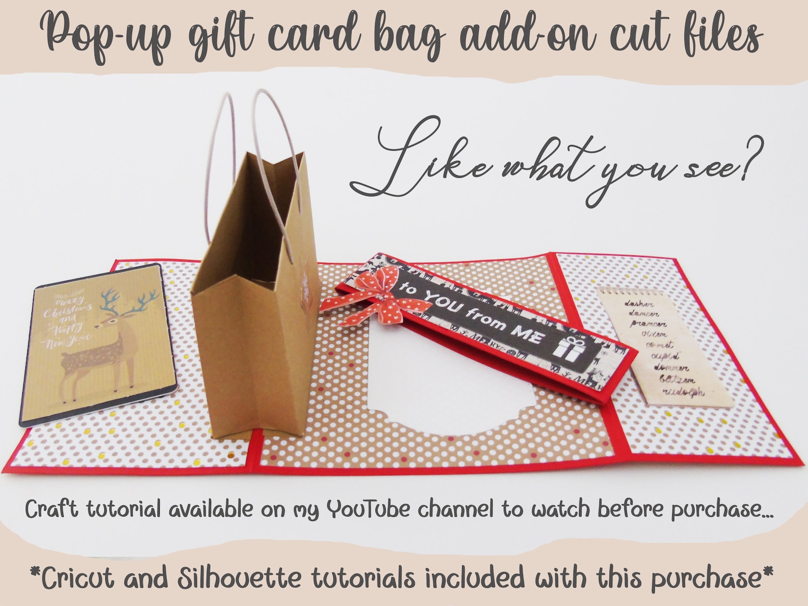 Pop-up Gift Card Bag Add-on for Cardmaking & Scrapbooking SVG - Etsy