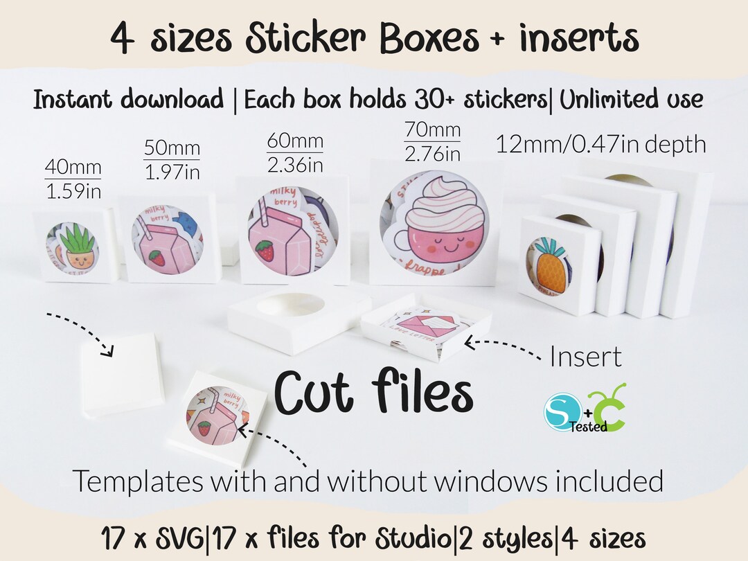 Bundle Sticker Display Boxes Packaging for Stickers Gift Box SVG Cut ...