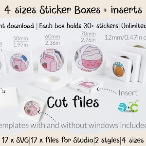 Bundle Sticker Display Boxes Packaging for Stickers Gift Box SVG Cut ...