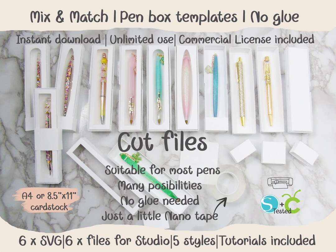 Pen Boxes. NO GLUE. Nano Tape. Many Variations. Easy to Cut and ...