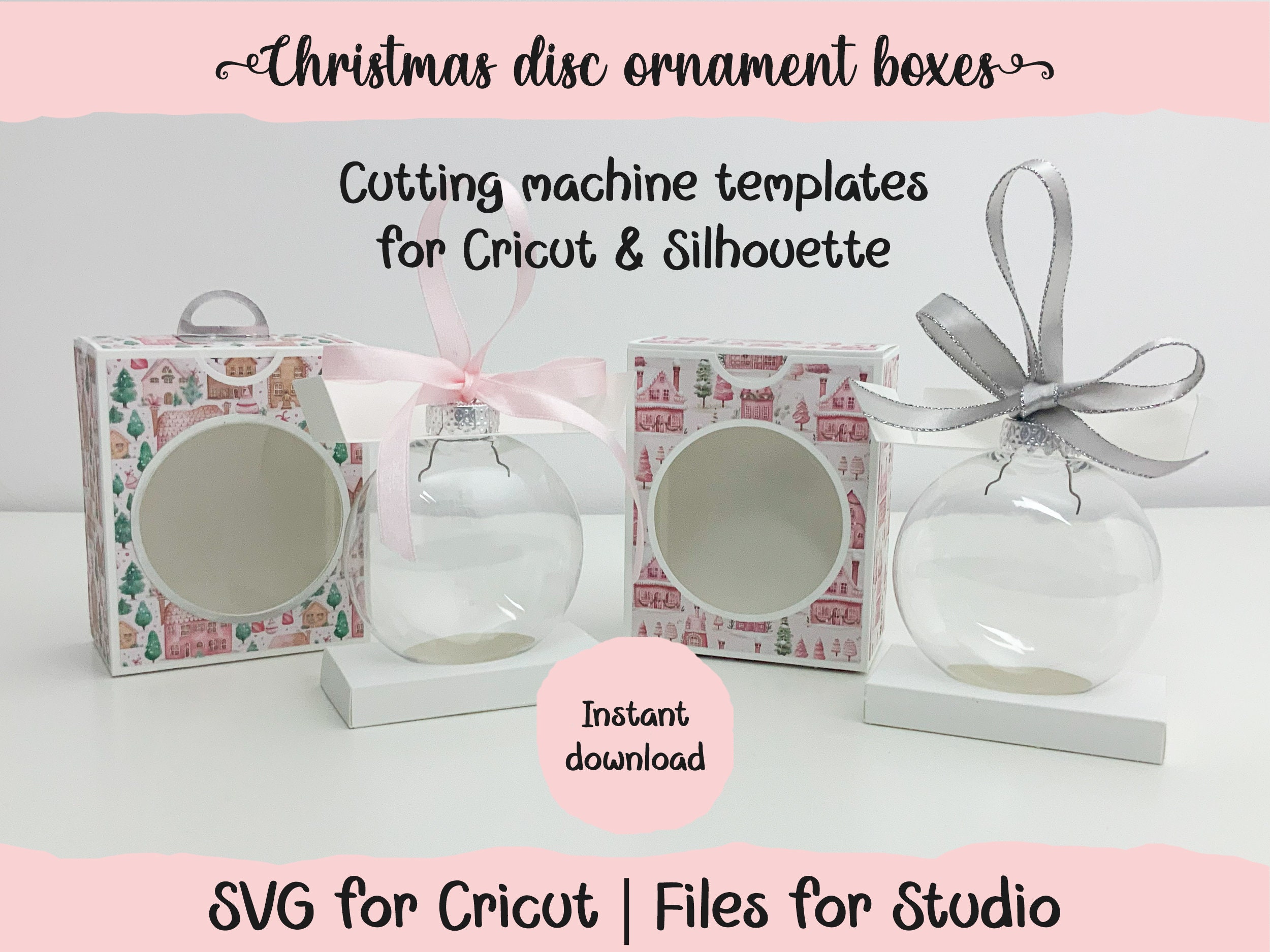 Christmas 3D Disc Ornament Box Templates for 8cm/3.15in Wide Ornaments ...