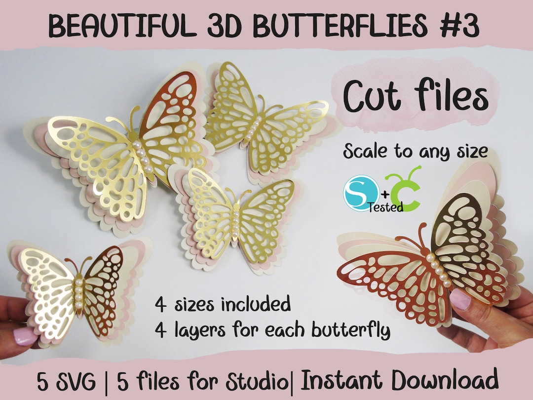3D Beautiful Butterflies, Layered Butterflies, SVG Cricut, 4 Layers ...