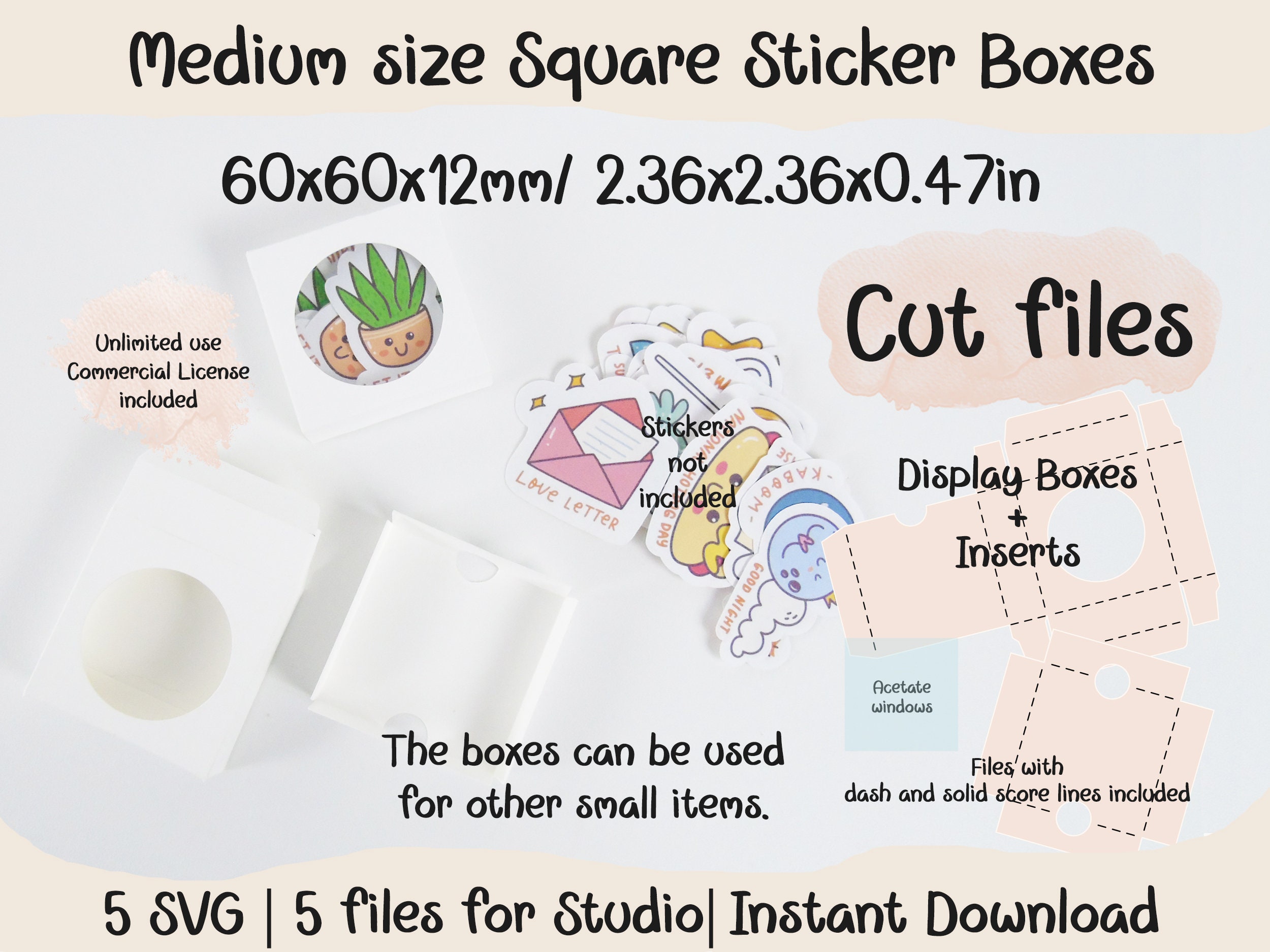 Sticker Display Boxes. Packaging for Stickers.6cm/2.36in - Etsy