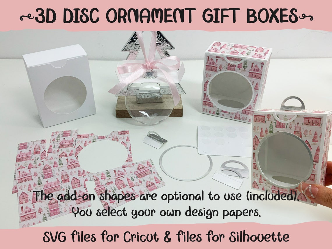 Christmas 3D Disc Ornament Box Templates for 8cm/3.15in Wide Ornaments ...