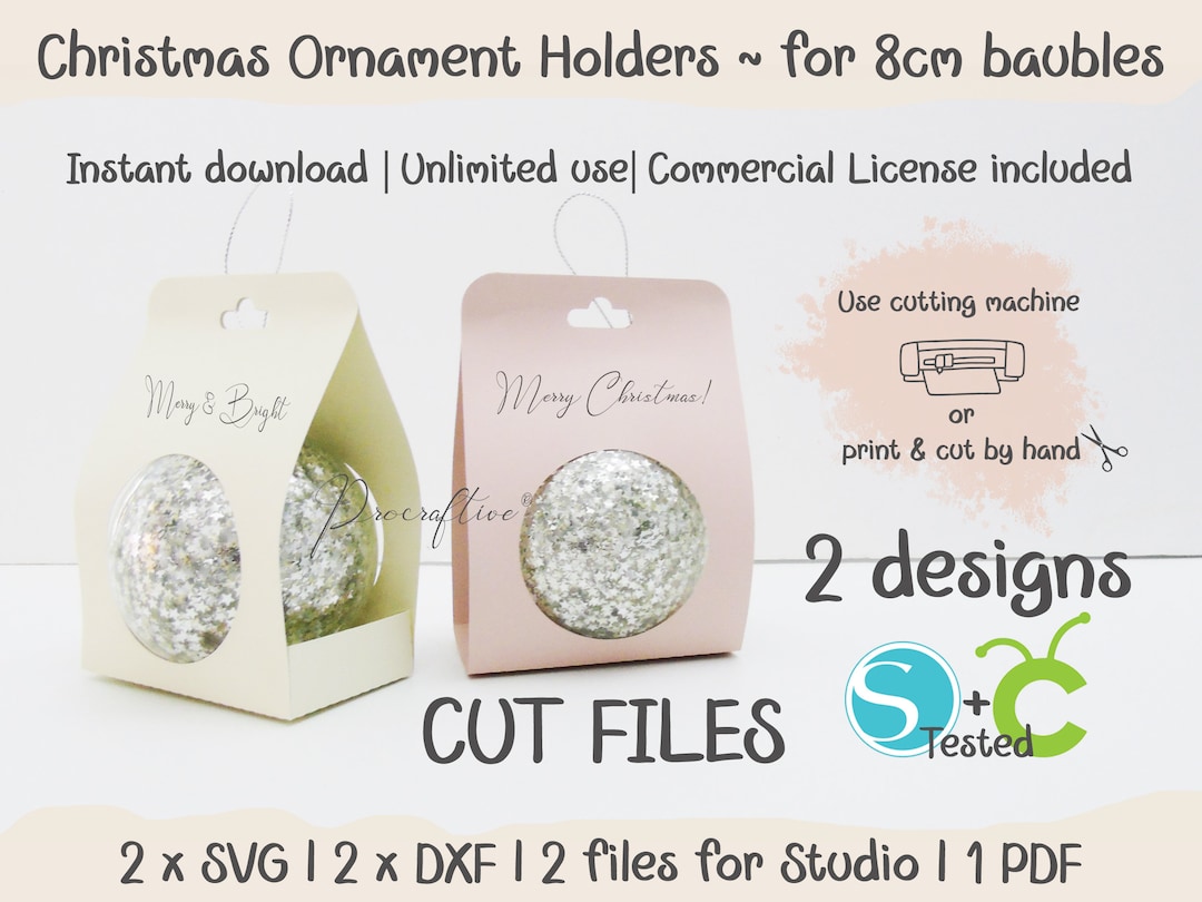 8cm/3.15" Diameter Christmas Bauble Ornament Holder Packaging Cricut ...