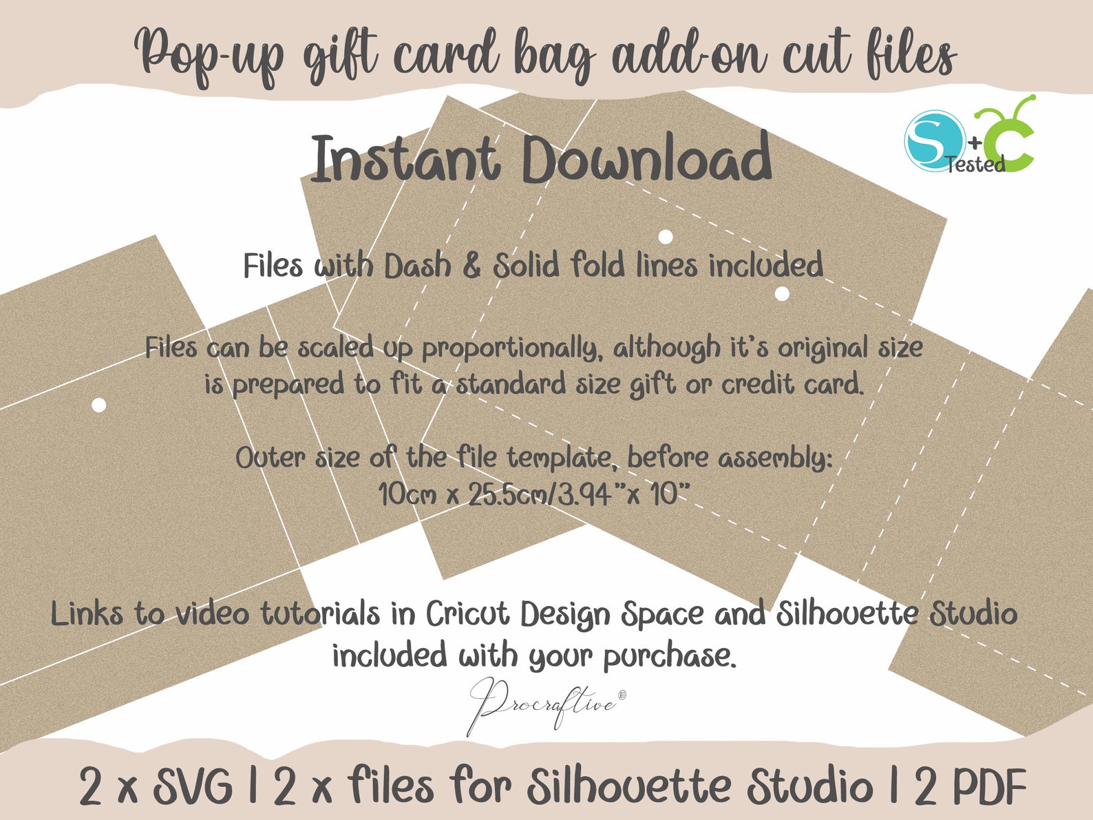 Pop-up Gift Card Bag Add-on for Cardmaking & Scrapbooking SVG Files ...