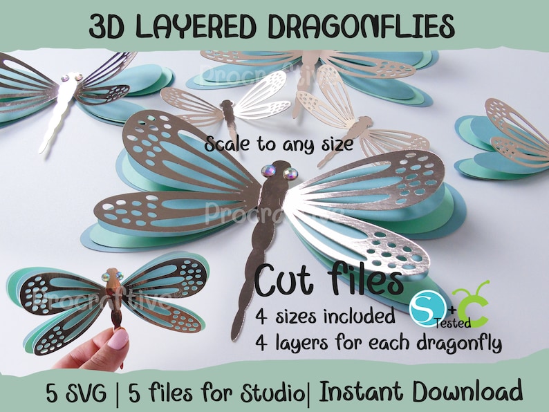 3D Layered Dragonflies Layered Dragonflies SVG Cricut - Etsy
