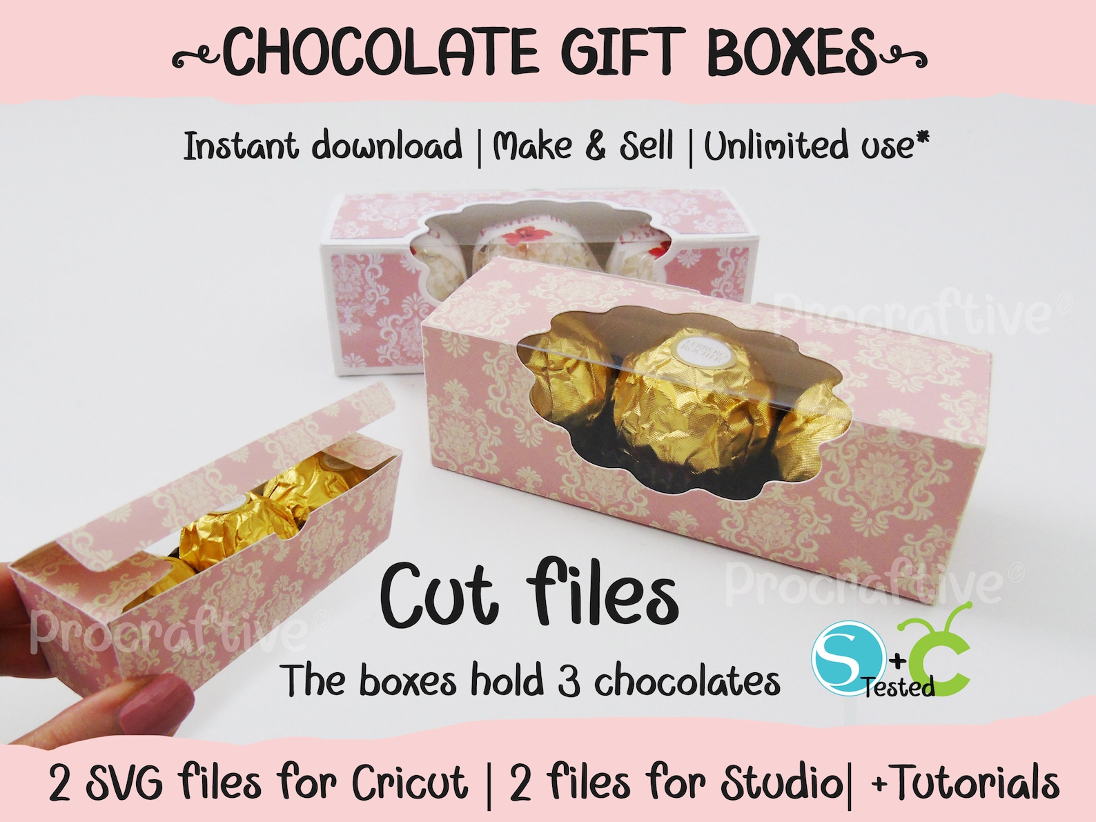 Gift Box for 3 Chocolates, or Other Small Gifts, SVG Instant Download ...
