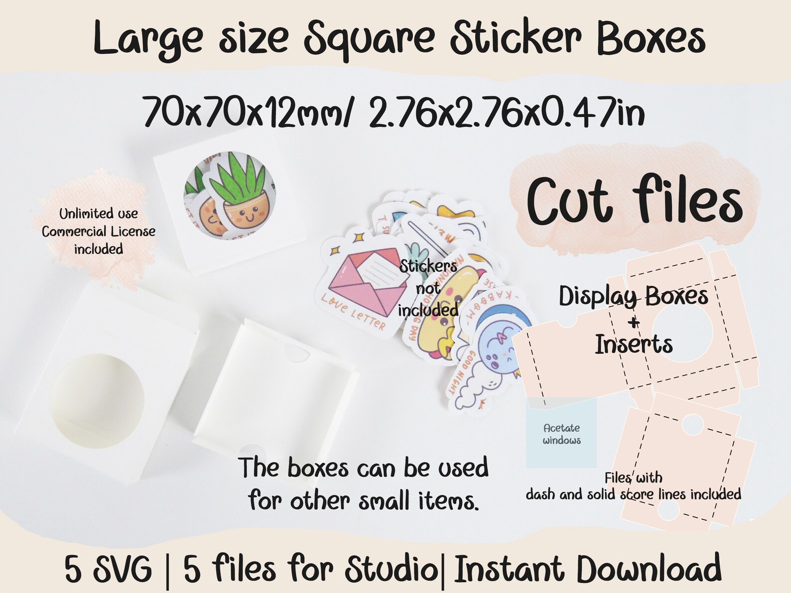 Sticker Display Boxes. Packaging for Stickers.7cm/2.76in Square Boxes ...