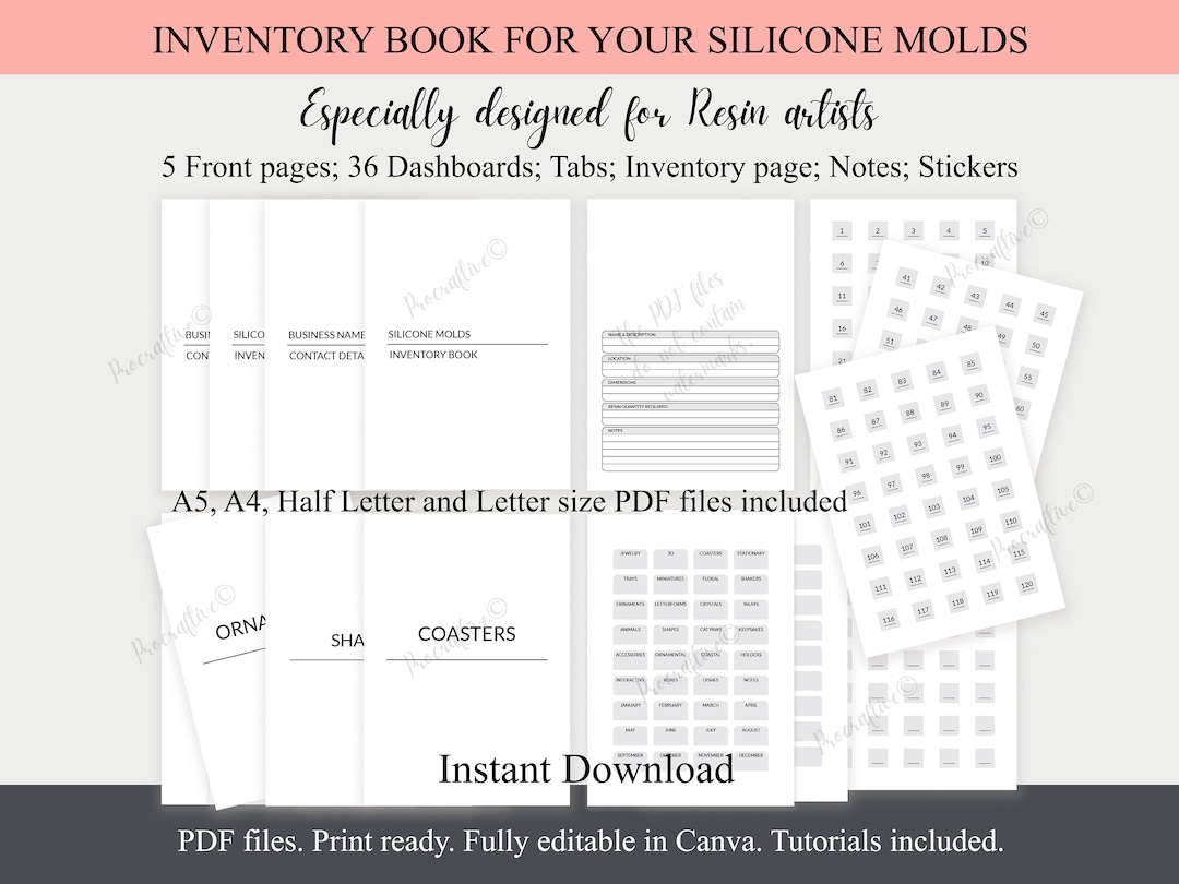 Silicone Molds Inventory Book PDF Print Ready Files. Fully Editable in ...