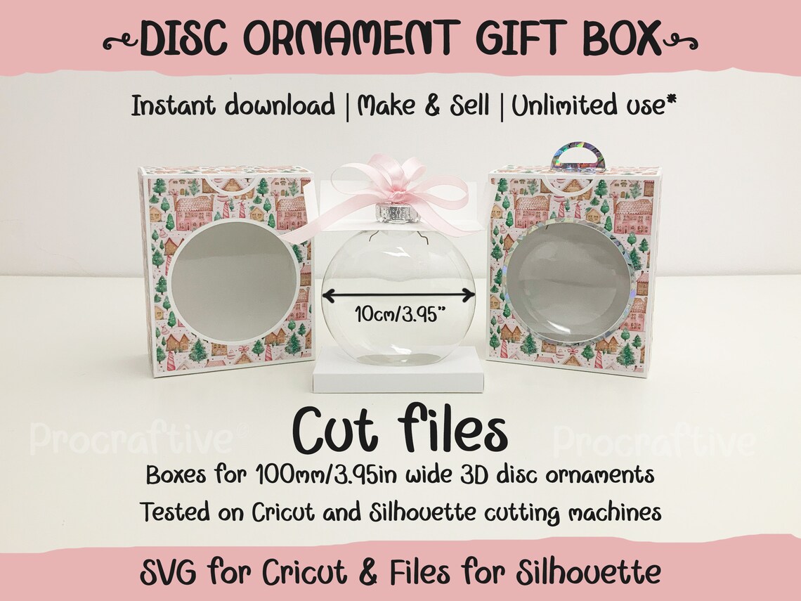 Disc Ornament Box Templates for 10cm/3.95in Wide Ornaments. Christmas ...