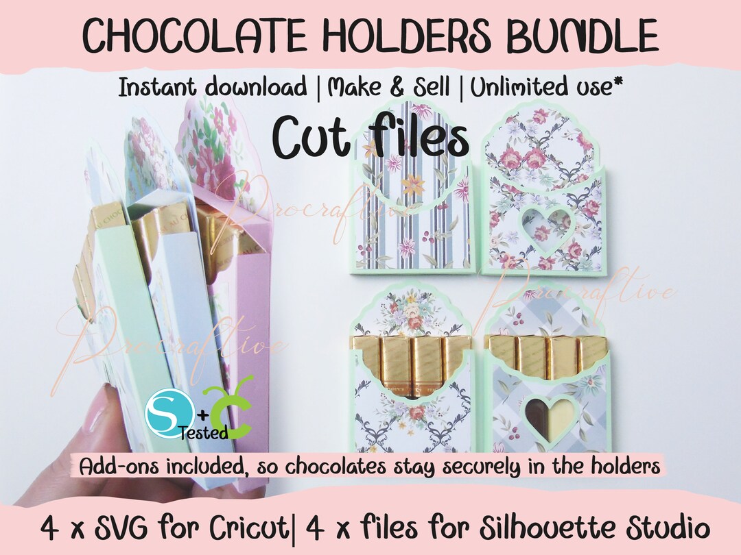 BUNDLE Merci Chocolate Holder Boxes for 4 Chocolates, SVG, 2 Styles ...