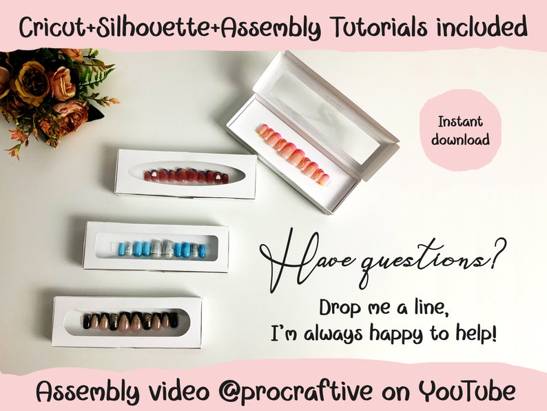 Boxes for Press on Nail Sets. Packaging for Nail Art. SVG Files for ...