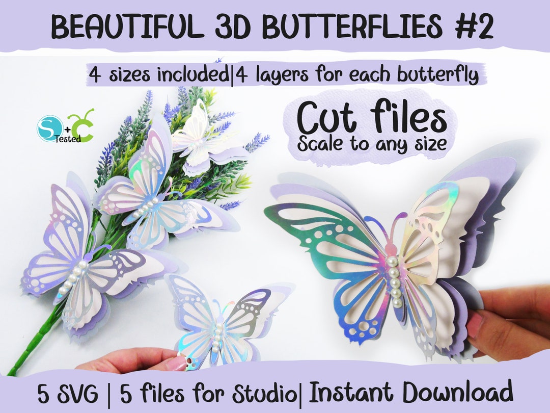 3D Beautiful Butterflies, Layered Butterflies, SVG Cricut, Silhouette ...