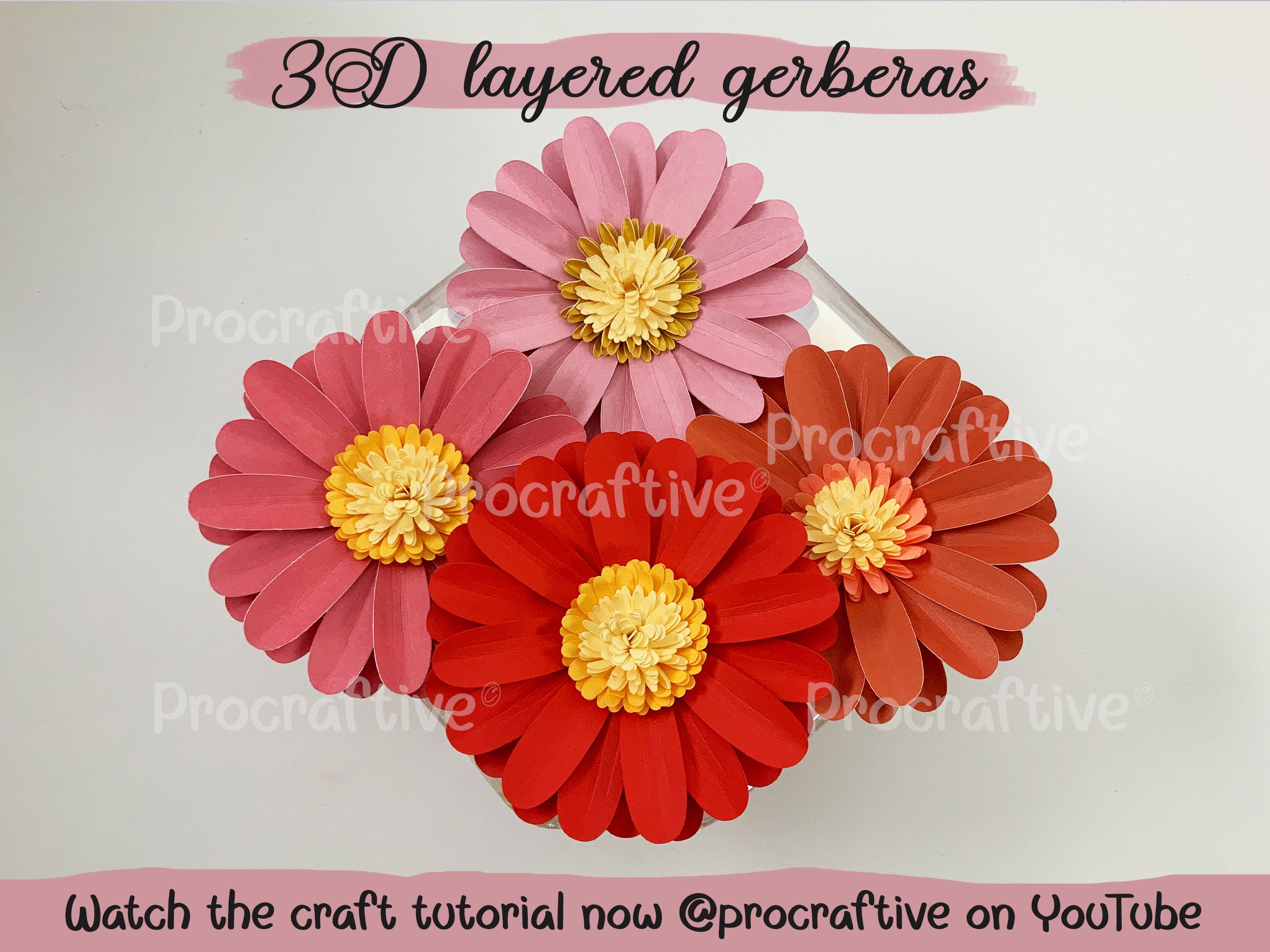 Gerbera Flower Templates for Cricut, Silhouette & Brother. SVG Cut ...