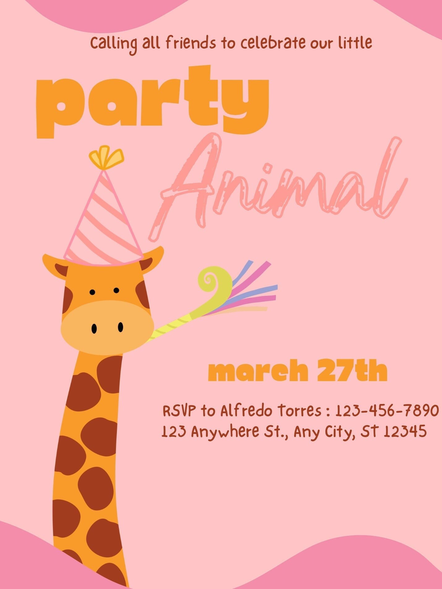 Pink Party Animal Invitation - Etsy