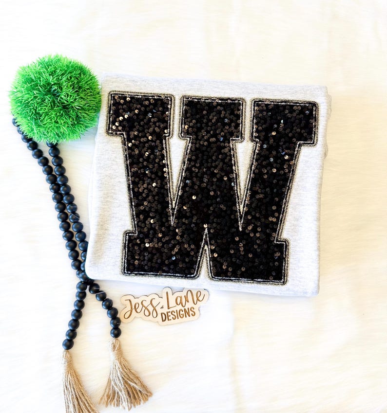 Varsity Letter "w" Embroidery / Sequins Varsity Letters / Custom Team ...