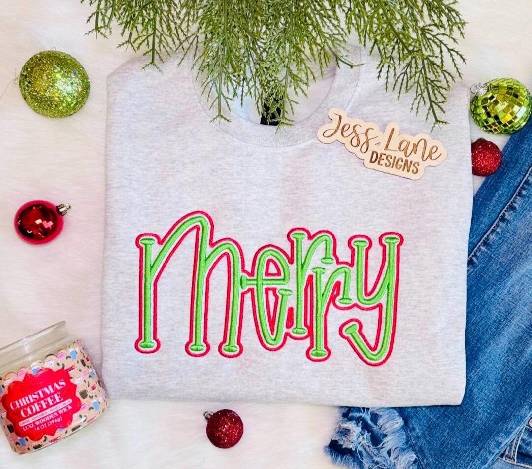Merry Puff Embroidered Sweatshirt | Puff Christmas Sweatshirt | Holiday ...