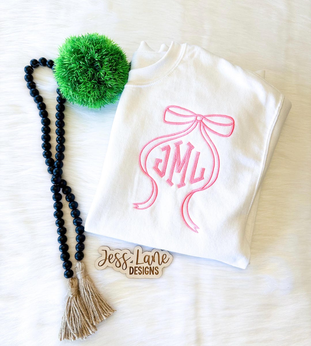 Tied Elegance Bow & Monogram Embroidered Sweatshirt / Custom Monogram ...
