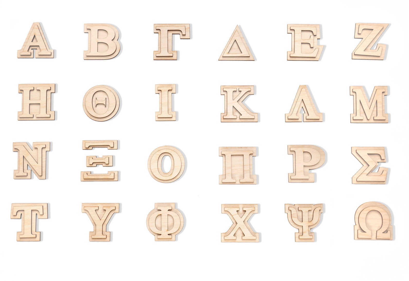 2 Double Layer Wooden Greek Letters. Blank Wooden Greek Crafting Letter ...