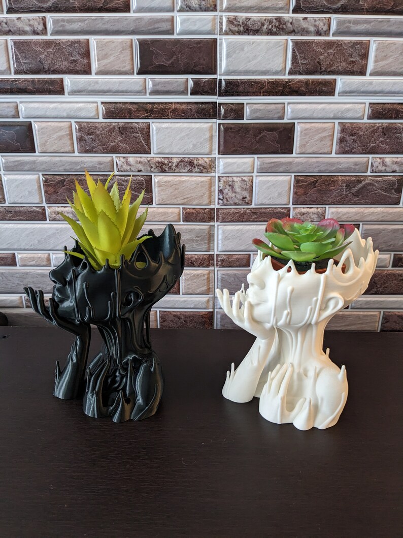 Melted Woman Face Planter / Flower Pot Decoration 3D Printed - Etsy