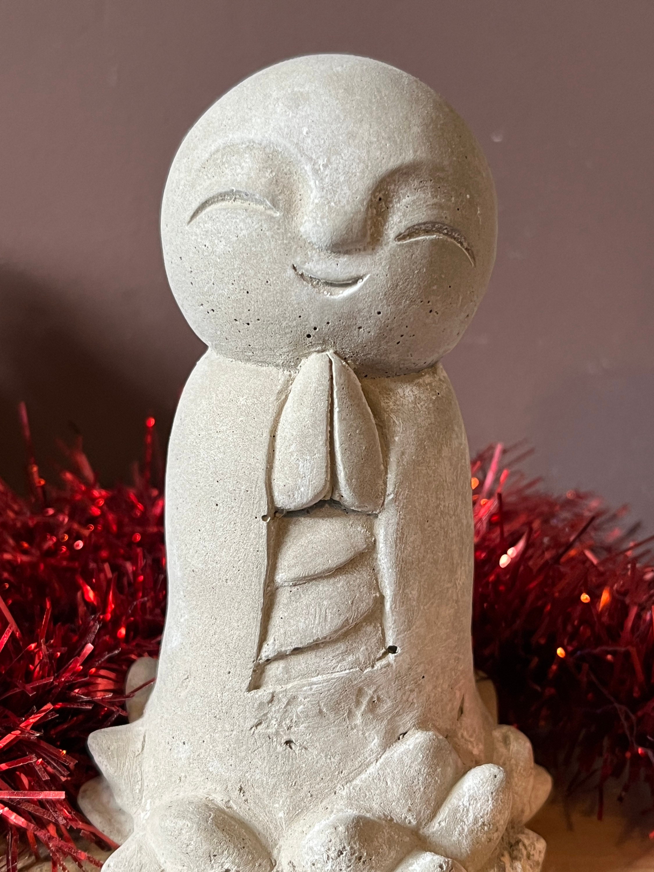 Jizo on a Lotus Flower Statue Figure, Natural Stonecast Unpainted - Etsy
