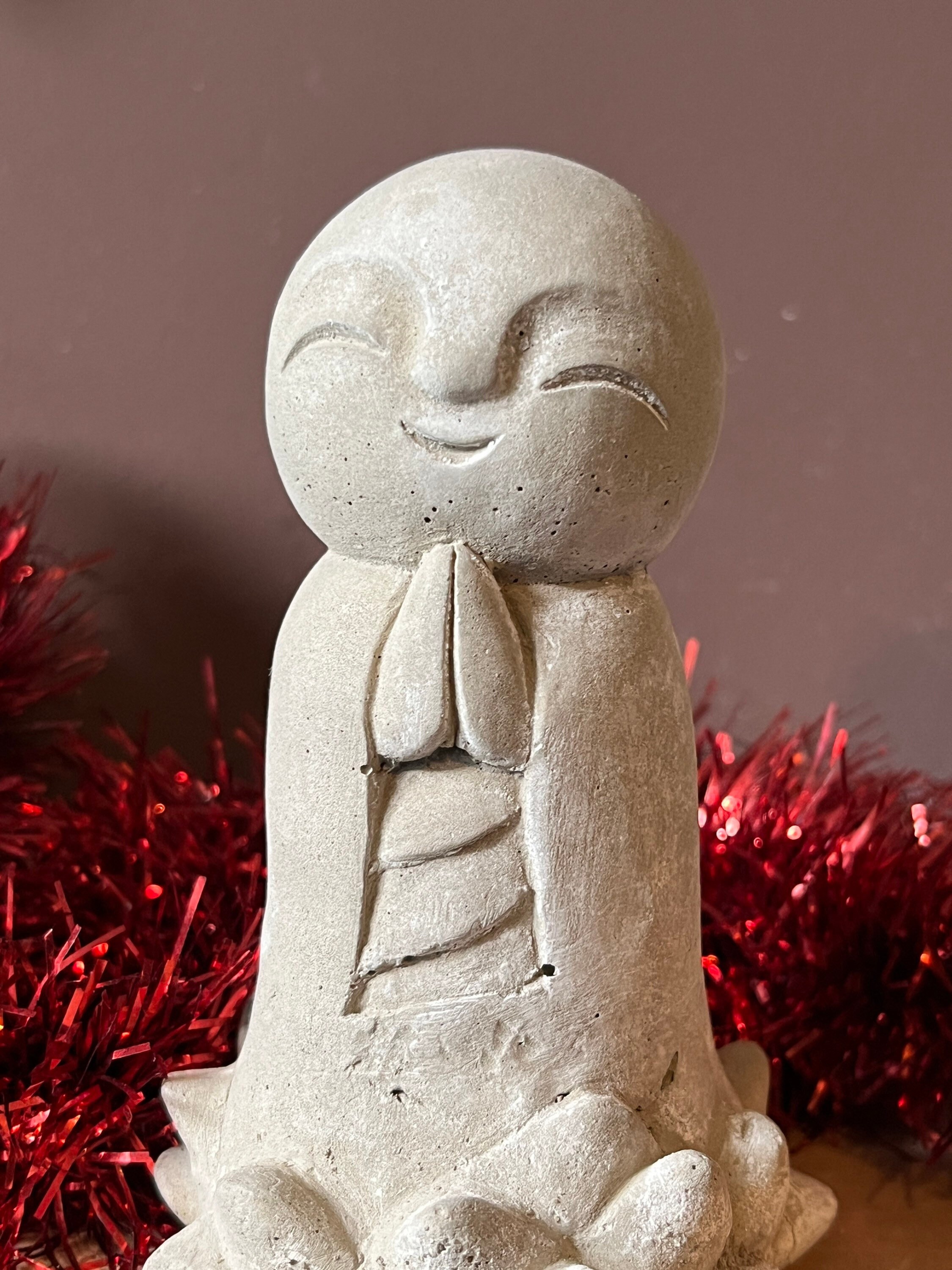 Jizo on a Lotus Flower Statue Figure, Natural Stonecast Unpainted - Etsy