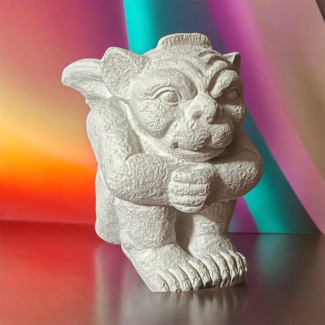 Gargoyle Small Handcast Concrete Ornament: Rustic Home Decor Gift Idea ...