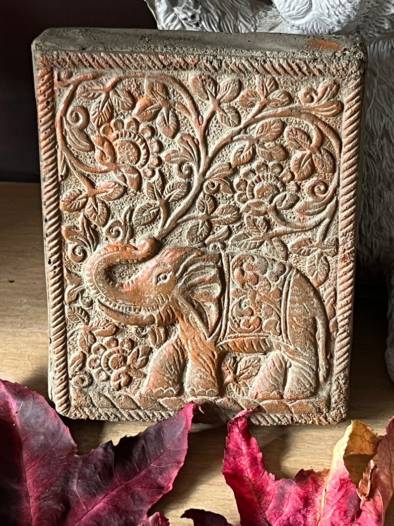 Concrete Elephant Plaque Handcast Rustic Home Decor Accent - Etsy