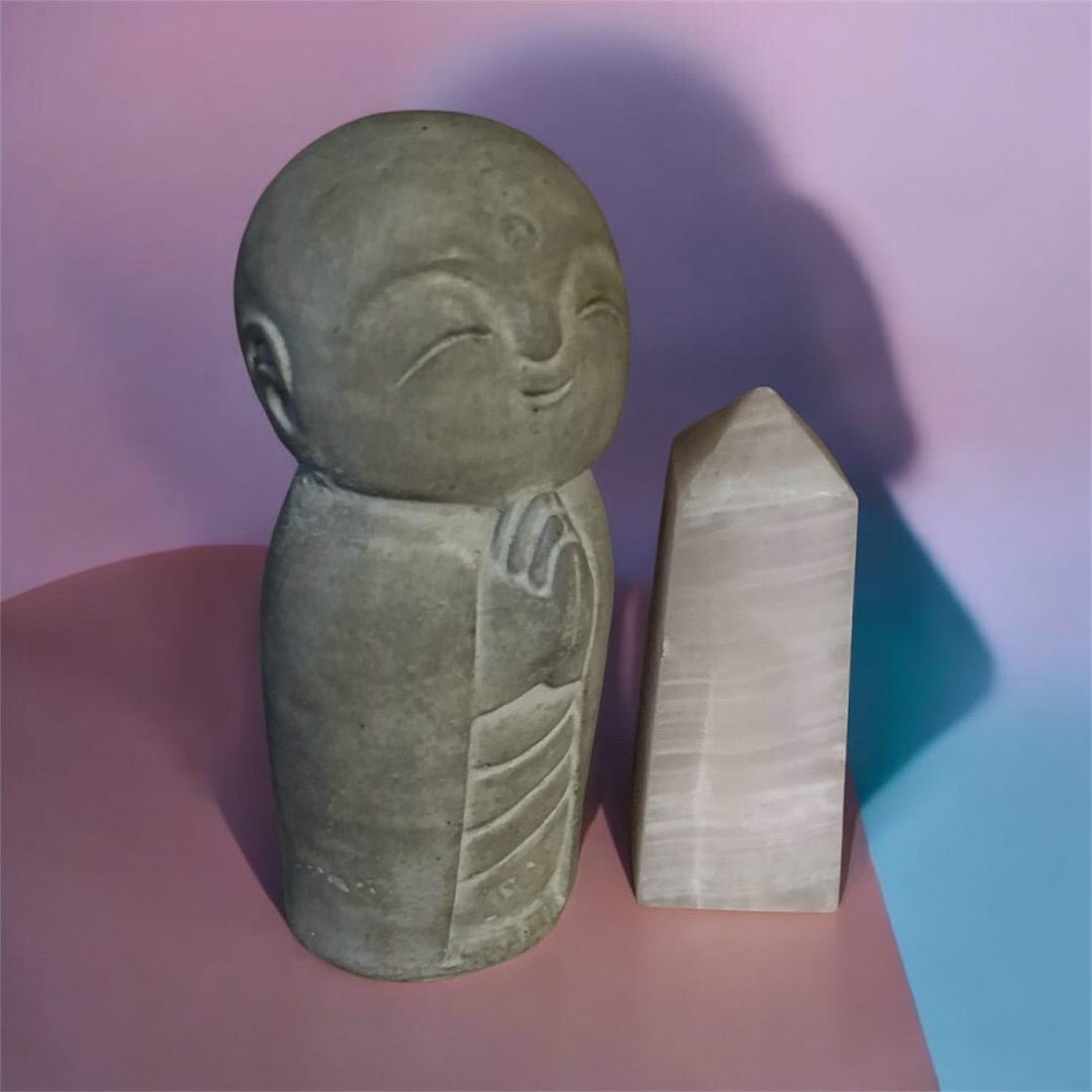 Jizo Statue Larger Concrete Ornament Figure for Home & Garden, Handcast ...