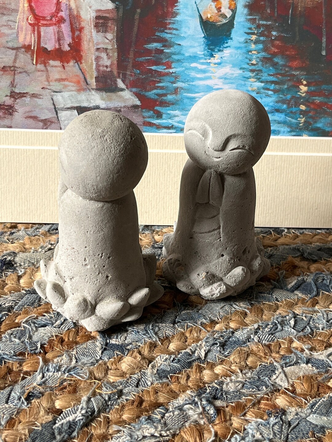 Jizo on a Lotus Flower Statue Figure, Natural Stonecast Unpainted - Etsy