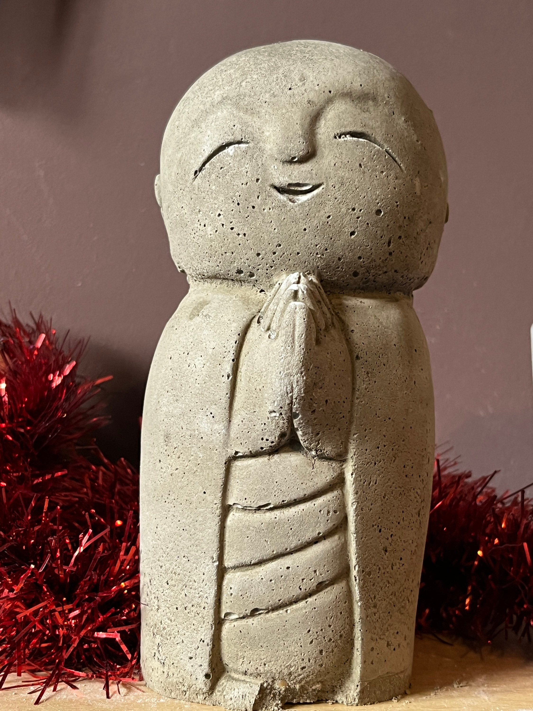 Jizo Statue Larger Concrete Ornament Figure for Home or Garden Handcast ...