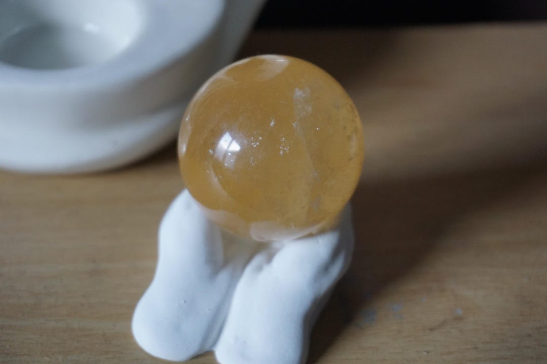 Honey Calcite Small Sphere: Healing Crystal Ball for Home Decor - Etsy