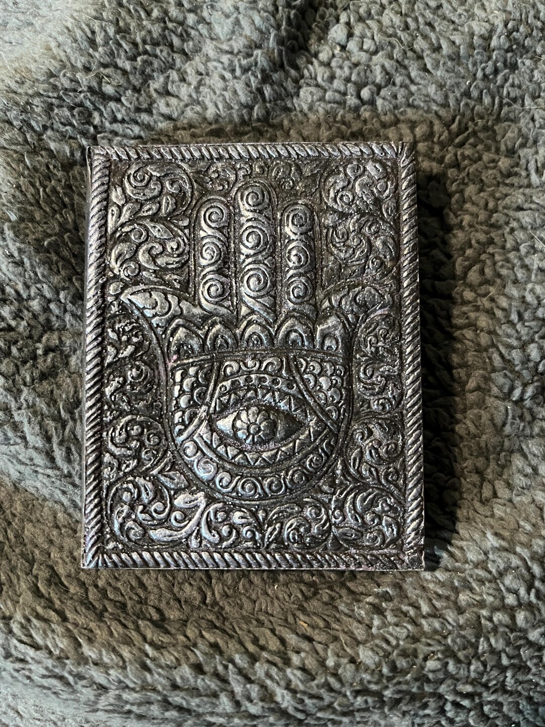 Hamsa Hand Plaque - Handcast Resin & Concrete Rustic Home Decor Accent ...