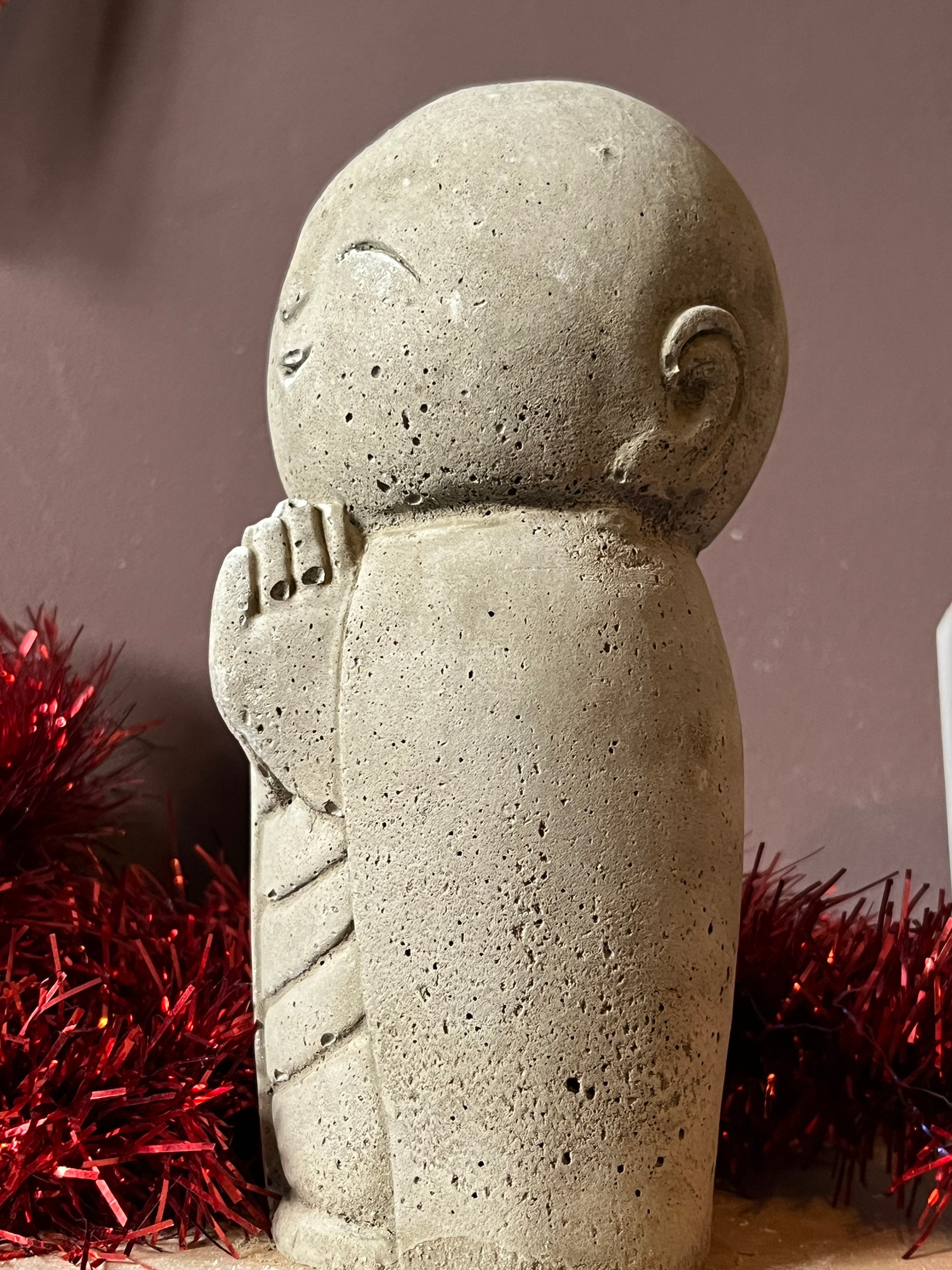 Jizo Statue Larger Concrete Ornament Figure for Home or Garden Handcast ...