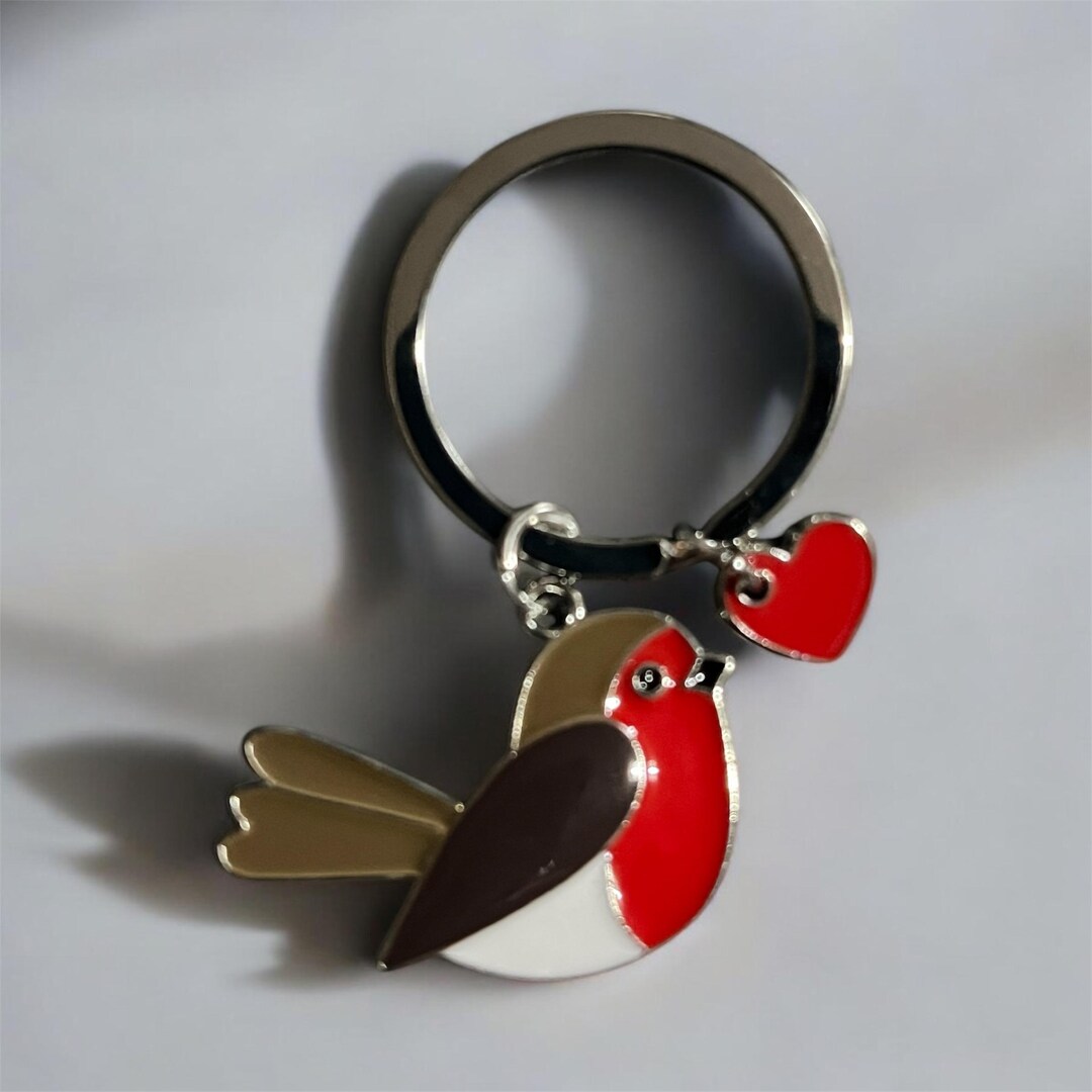 Robin Enamel Keyring - Cute Red Bird Keychain, Perfect Gift for Bird ...