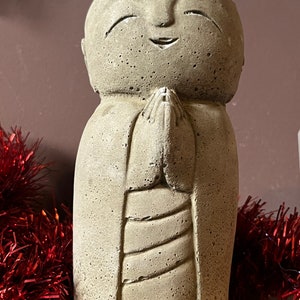Jizo Statue - Larger Concrete Ornament Figure for Home, Add a Crocheted ...