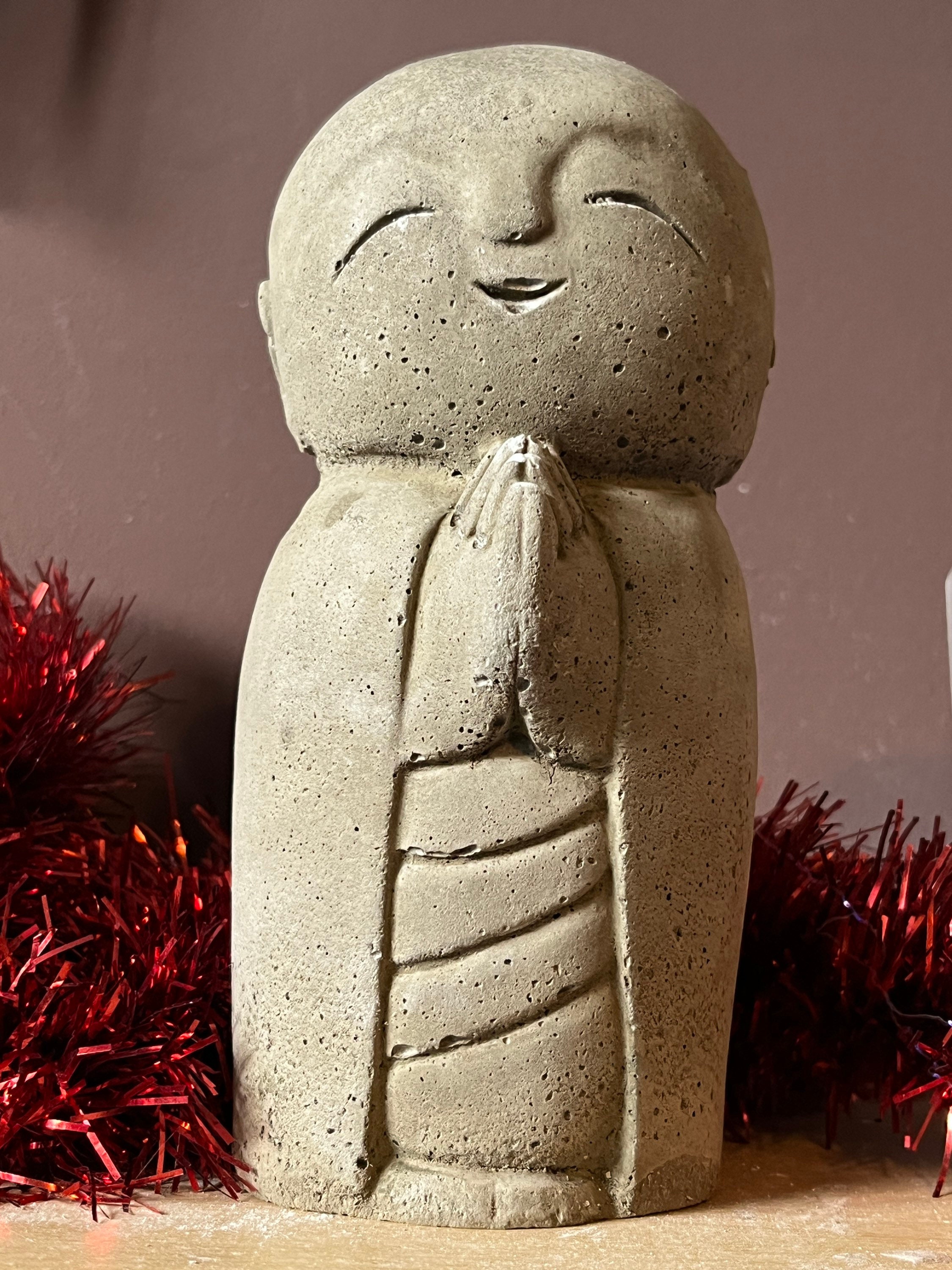 Jizo Statue Larger Concrete Ornament Figure for Home or Garden Handcast ...