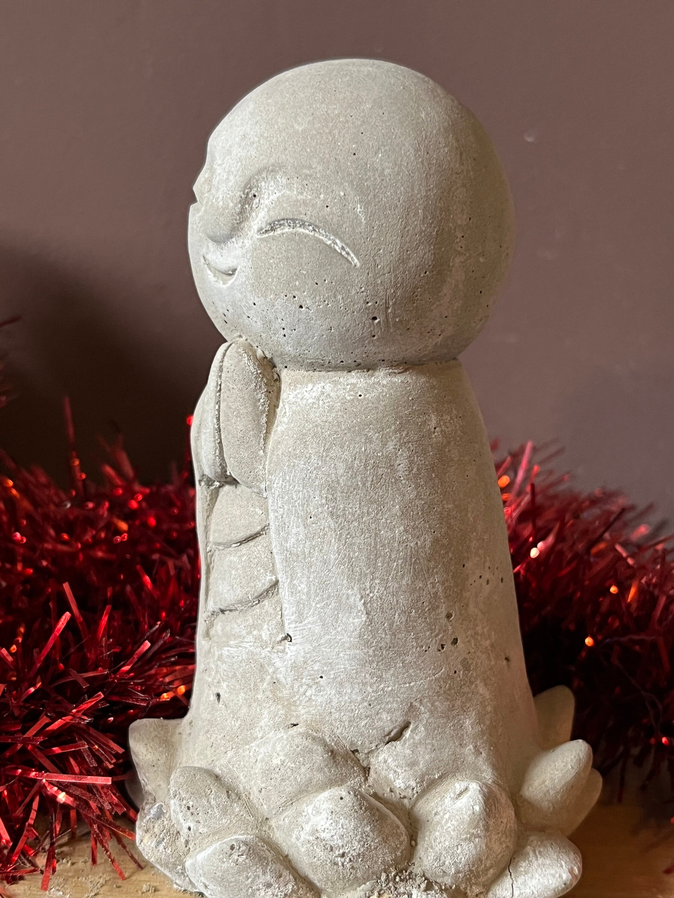Jizo on a Lotus Flower Statue Figure, Natural Stonecast Unpainted - Etsy