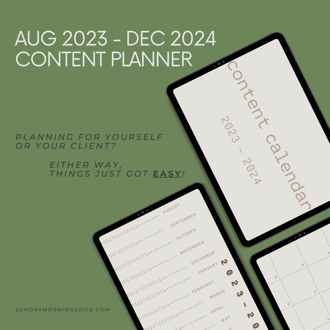 Content Calendar, Social Media Planner, Digital Social Media Content ...
