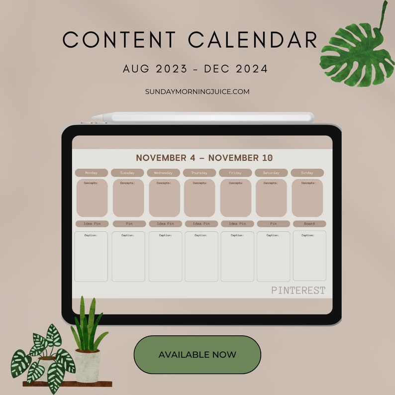Content Calendar, Social Media Planner, Digital Social Media Content ...